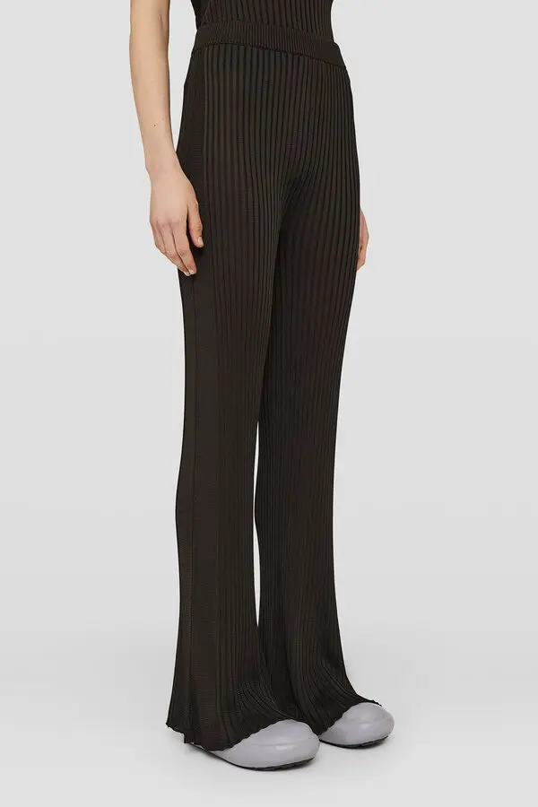 JIL SANDER Ribbed Knit Wide-leg Trousers - Black
