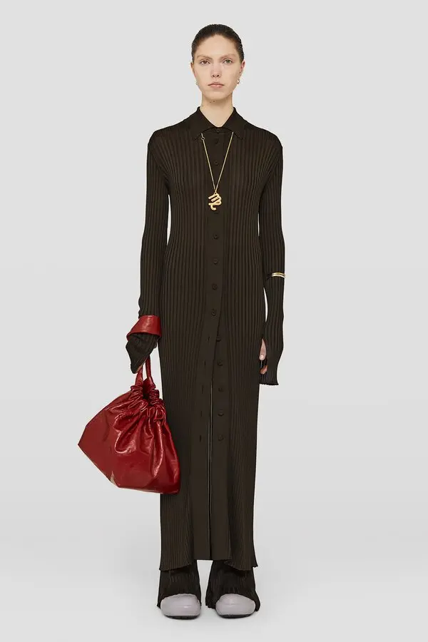 JIL SANDER Ribbed Knit Wide-leg Trousers - Black
