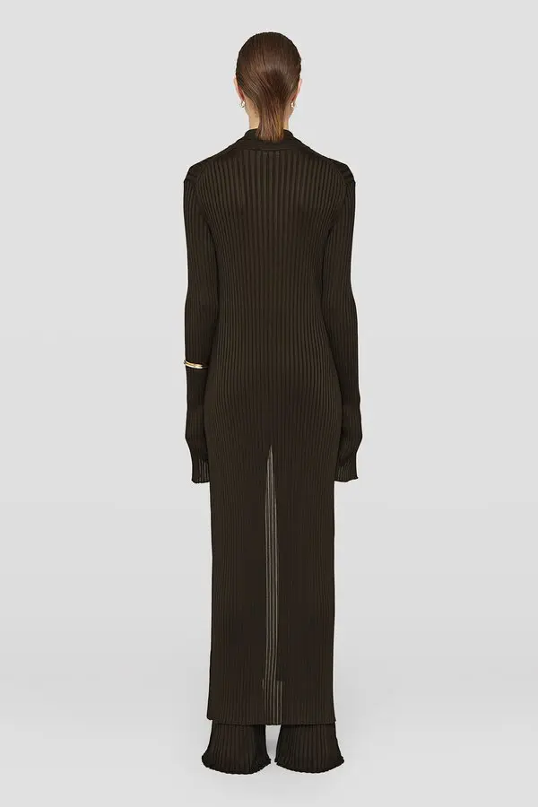 JIL SANDER Ribbed Knit Wide-leg Trousers - Black