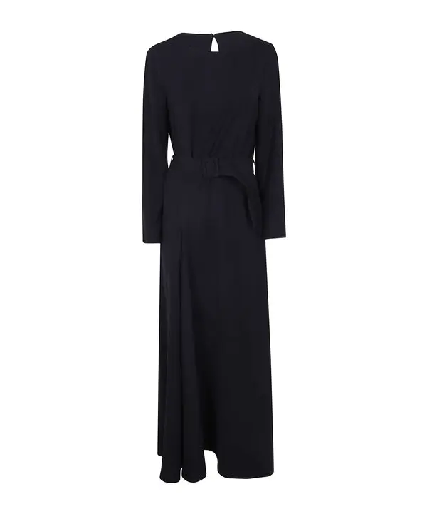 P.a.r.o.s.h Belted Flared Dress - Black
