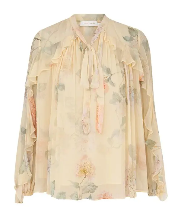Zimmermann Floral Ruffle Blouse