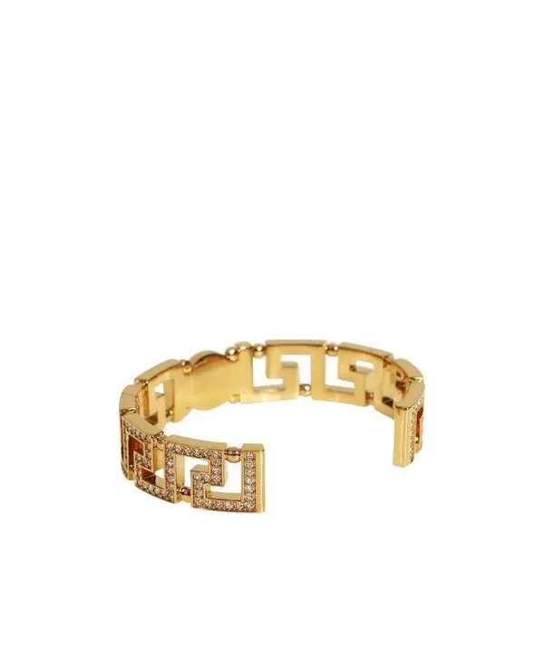 Versace Greca Tribute Medusa Embellished Cuff Bracelet - Yellow