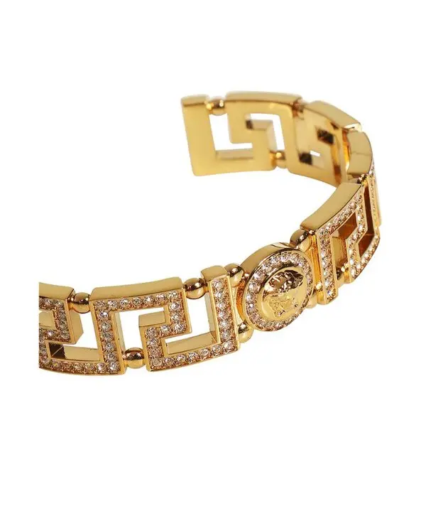 Versace Greca Tribute Medusa Embellished Cuff Bracelet