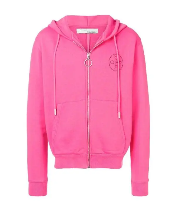 Off-White Bright Diamond Zipper Casual Jacket - Pink