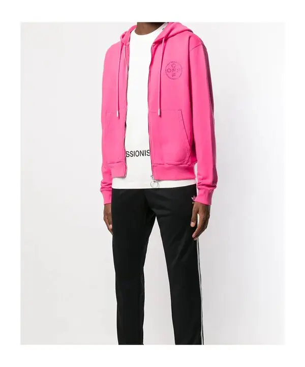 Off-White Bright Diamond Zipper Casual Jacket - Pink