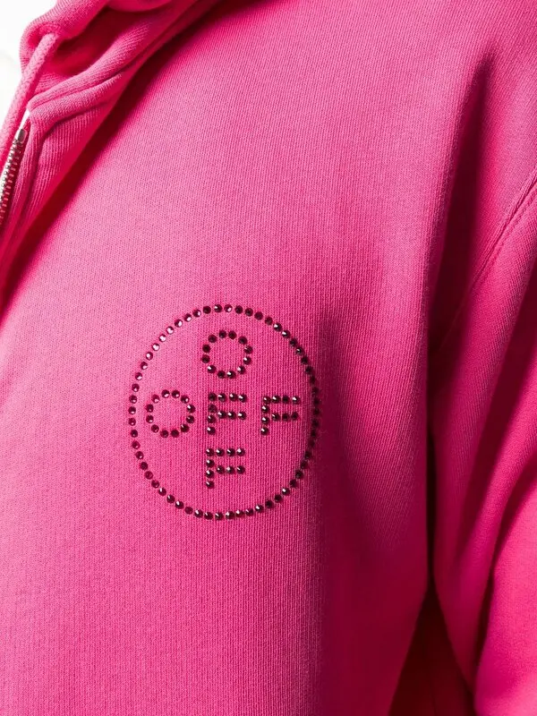 Off-White Bright Diamond Zipper Casual Jacket - Pink