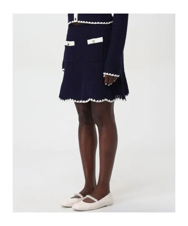 SELF-PORTRAIT Knitted Mini Skirt With High Waist And Button Pockets