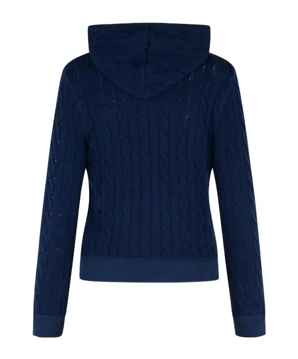 Polo Ralph Lauren Cable-knit Full-zip Hooded Cardigan - Navy