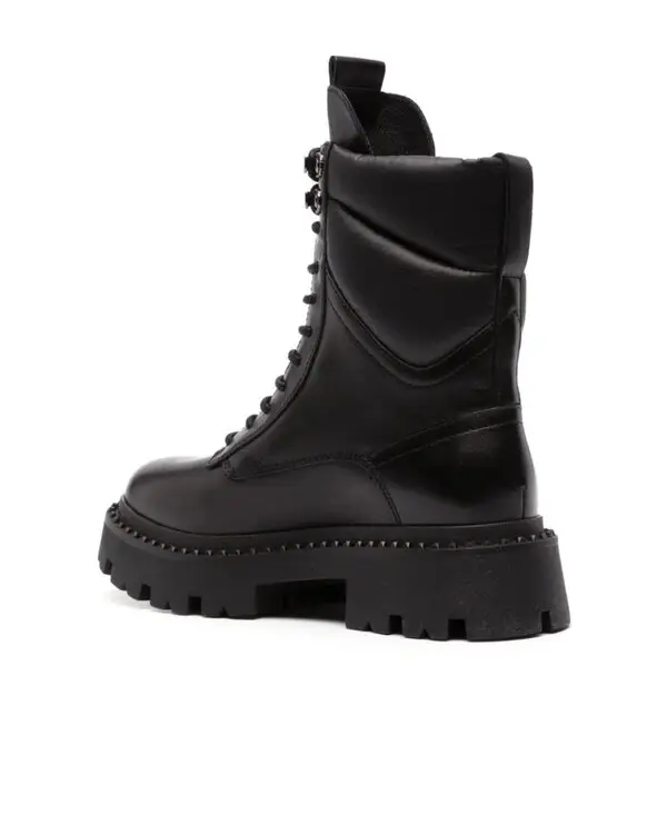 Ash Lace-up Combat Boots With Thick Soles