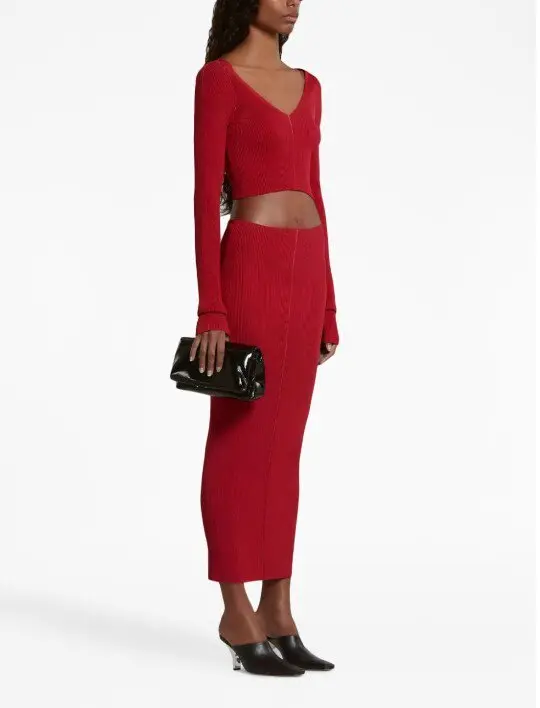 Marni Ribbed V-neck Long Sleeve Pullover
