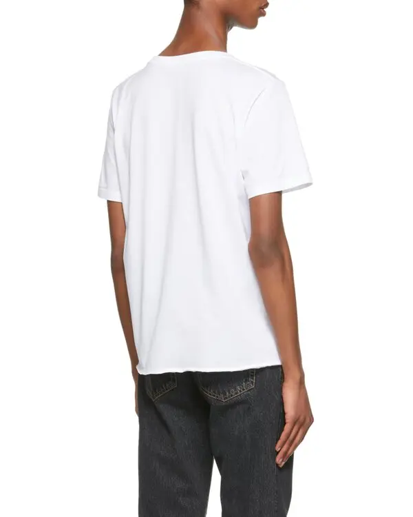 Saint Laurent Logo Printed Crewneck T-shirt - White