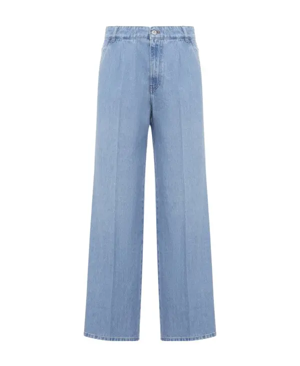 Miu Miu Baggy Jeans With Embroidered Logo - Blue