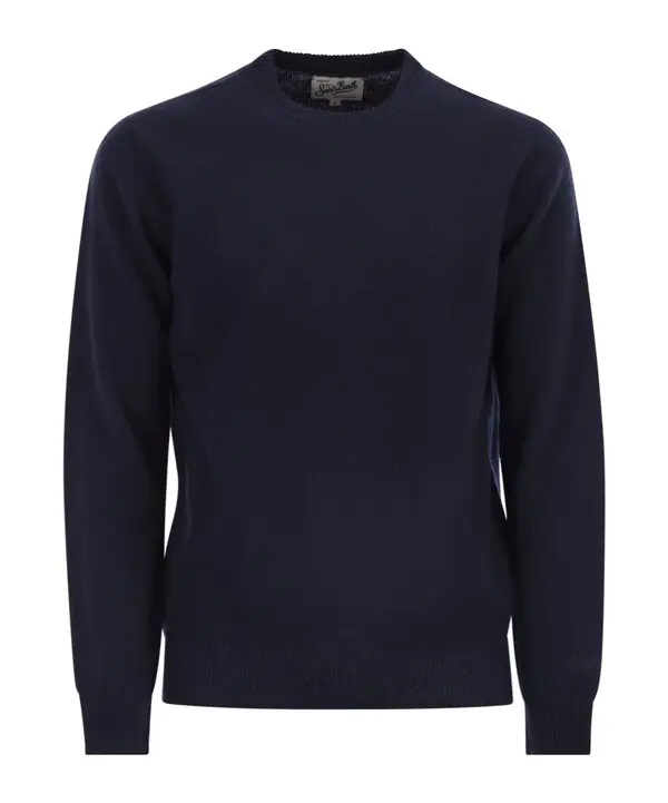 MC2 SAINT BARTH Crewneck Knitwear With Embroidered Logo - Blue
