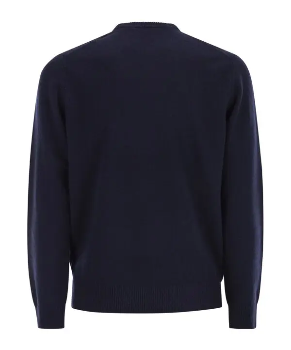 MC2 SAINT BARTH Crewneck Knitwear With Embroidered Logo - Blue