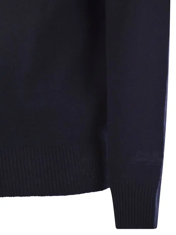 MC2 SAINT BARTH Crewneck Knitwear With Embroidered Logo - Blue