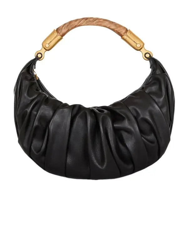Balmain Ruched Shoulder Bag - Black