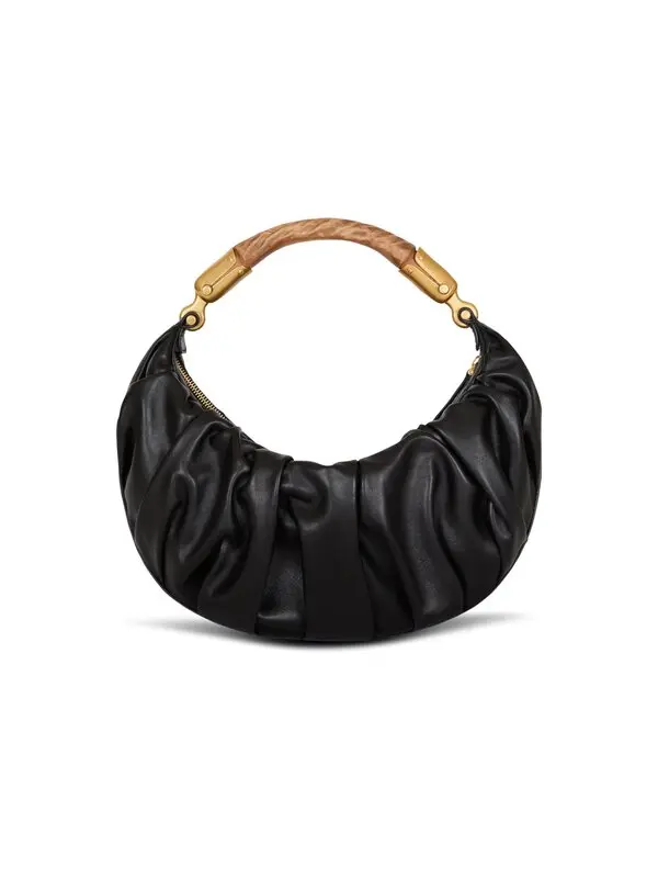Balmain Ruched Shoulder Bag - Black