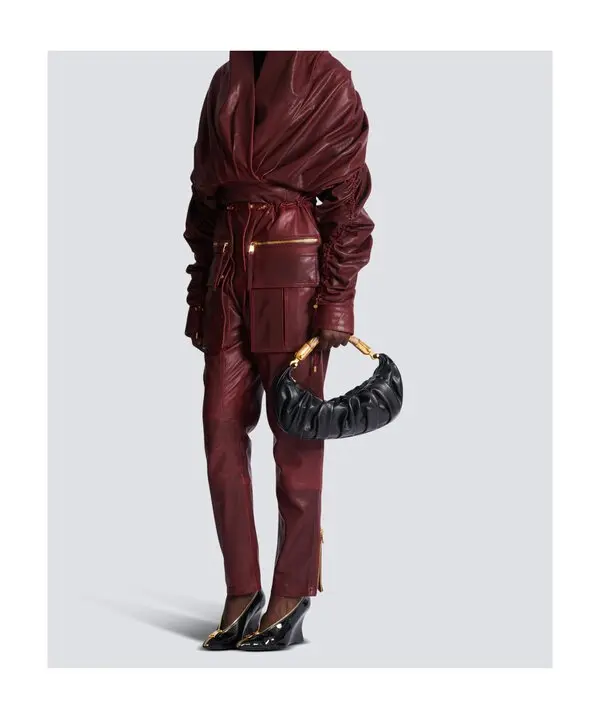 Balmain Ruched Shoulder Bag - Black
