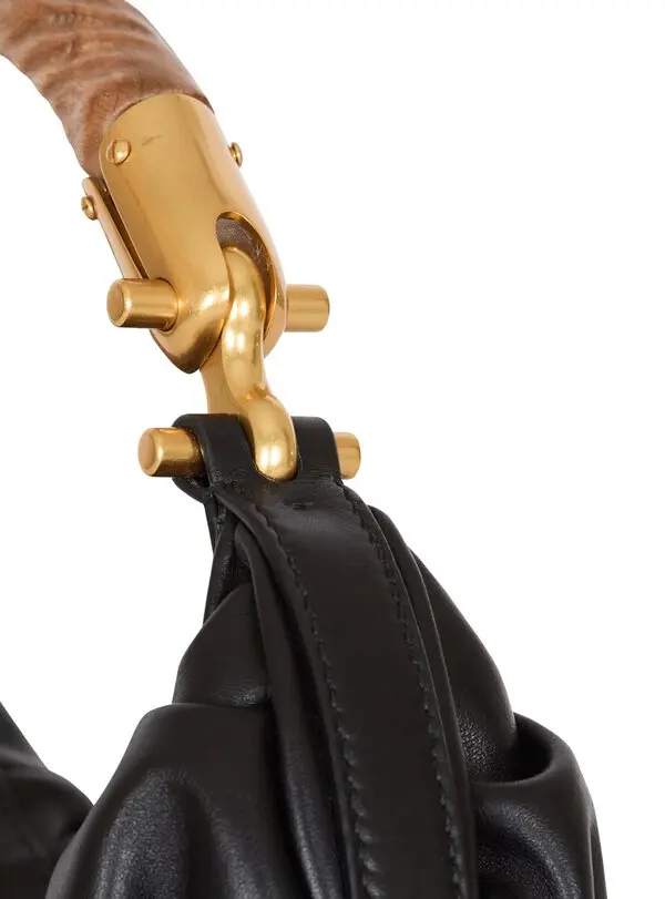 Balmain Ruched Shoulder Bag - Black
