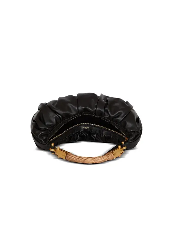 Balmain Ruched Shoulder Bag - Black