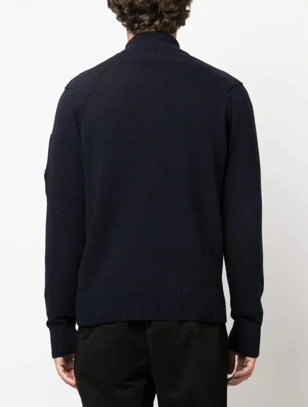 C.P. COMPANY Mock Neck Zip Up Sweater
