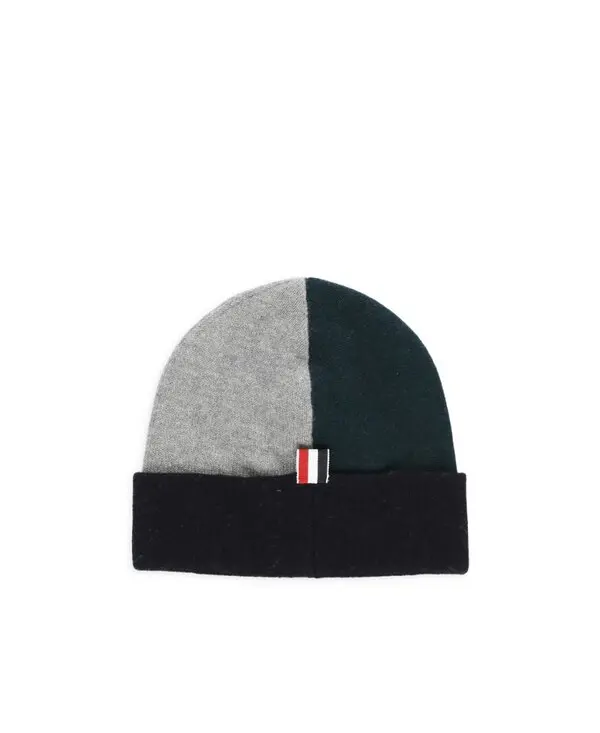 Thom Browne Color Blocked Ribbed Beanie