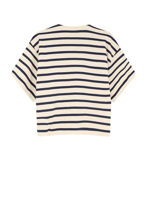 Moncler Striped Logo Detail T-shirt - White/blue