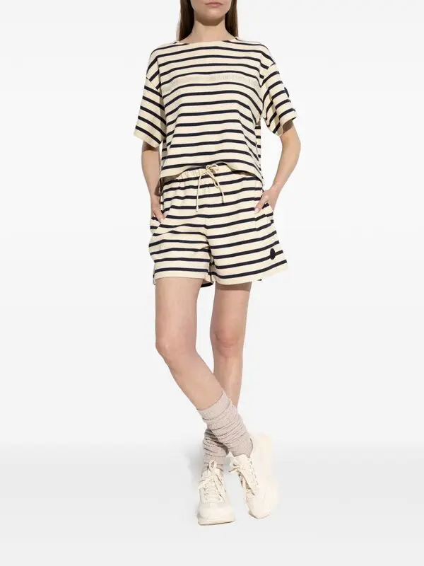 Moncler Striped Logo Detail T-shirt - White/blue
