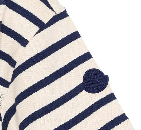 Moncler Striped Logo Detail T-shirt - White/blue