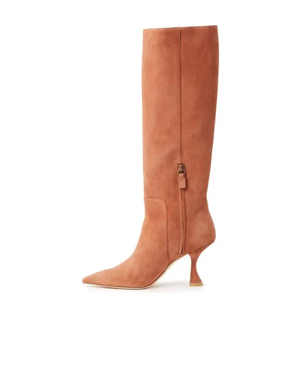 STUART WEITZMAN Pointed-toe Knee-high Sculptural Heel Boots - Pink