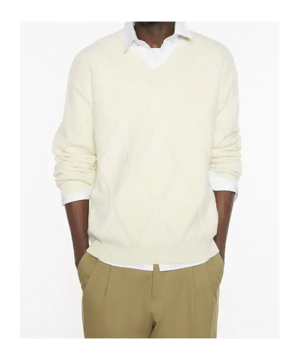 Maison Kitsuné Textured Wool Argyle Jumper - True Color