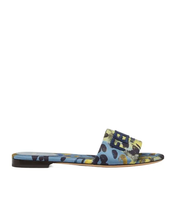Fendi Logo-embroidered Silk Slides - Color