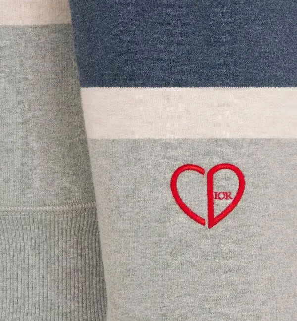 Dior Striped Crewneck Sweater With Bobby Embroidery