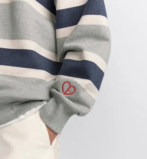 Dior Striped Crewneck Sweater With Bobby Embroidery
