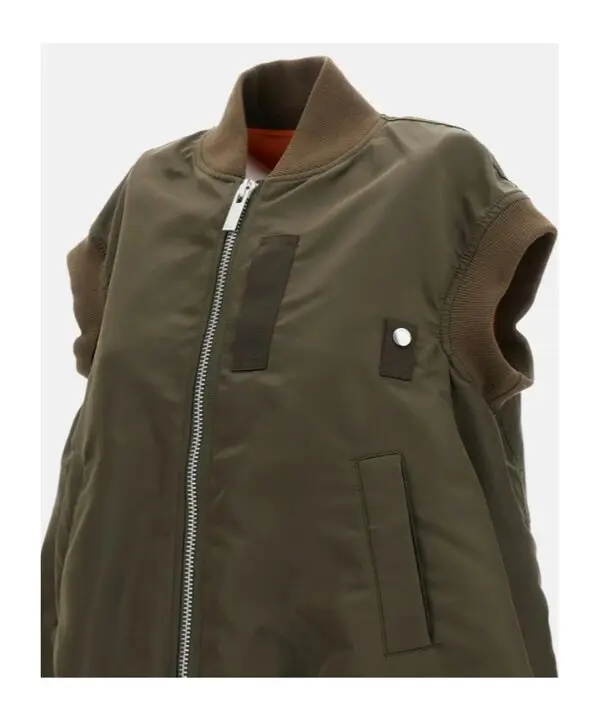 Sacai Asymmetric Hem Zip-up Gilet - Brown