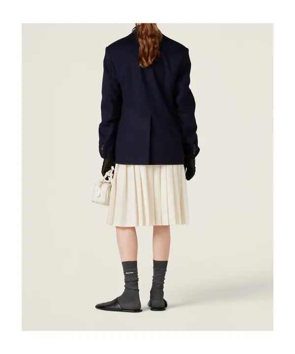 Miu Miu Single-breasted Velour Jacket With Embroidered Logo