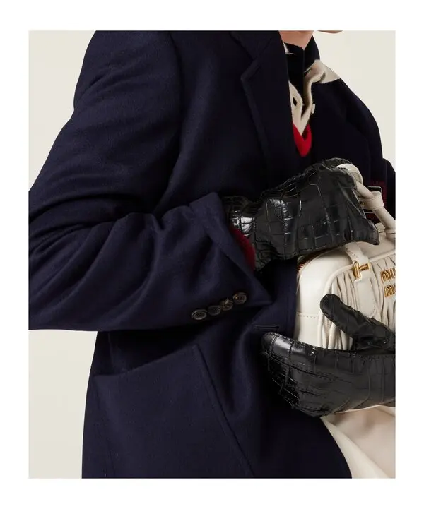 Miu Miu Single-breasted Velour Jacket With Embroidered Logo