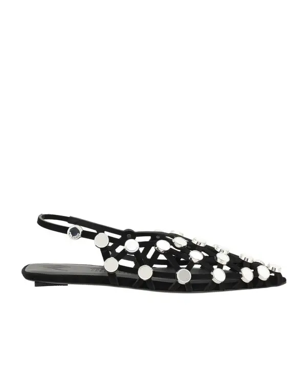 Attico Grid Slingback Ballerina Flats - Black