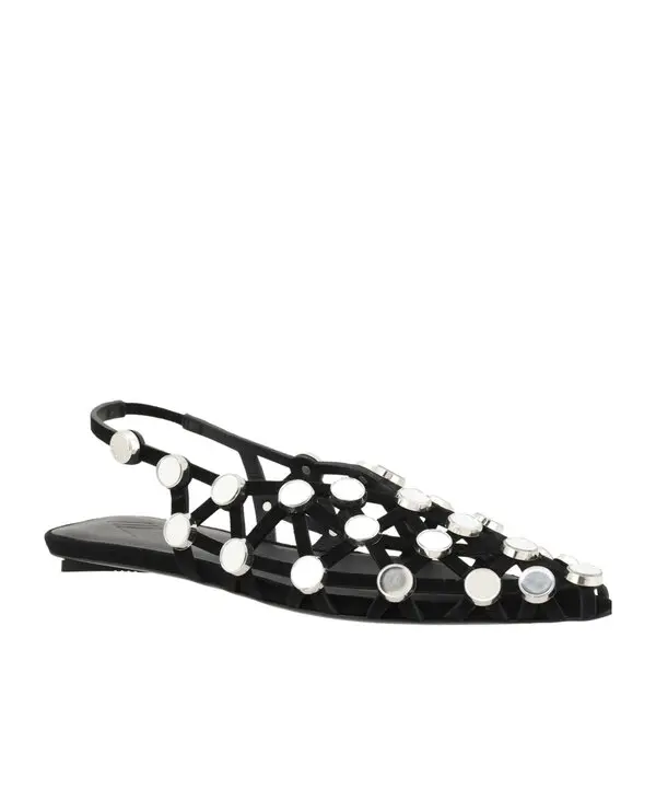 Attico The Grid Slingback Ballerina Flats - Black