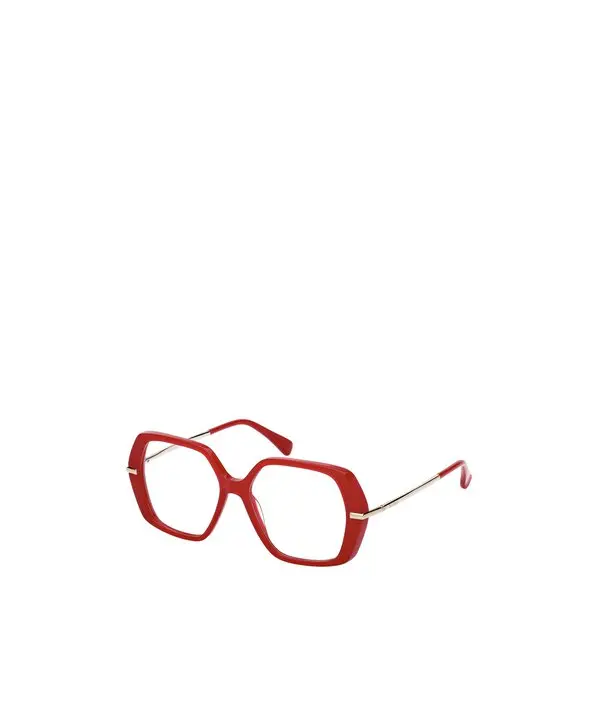 Max Mara Geometric Optical Glasses - Shiny Light Red/shiny Light Gold