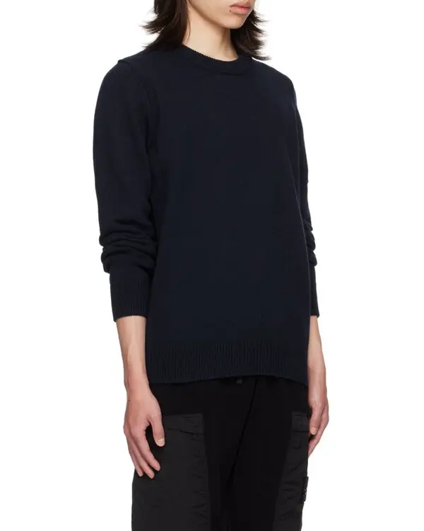 Stone Island Logo Patch Crewneck Jumper - Blue