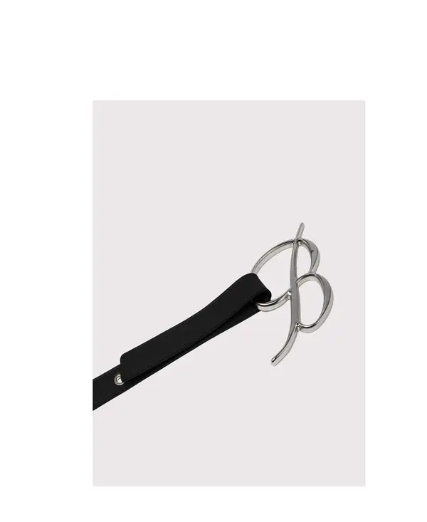 Blumarine Logo Buckle Leather Belt