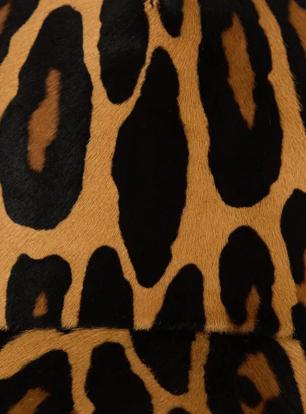 Balmain Leopard Patterned Suede Cap