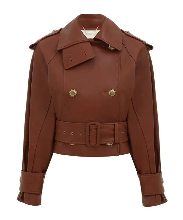 Zimmermann Hypnotic Belted Leather Jacket - Tan
