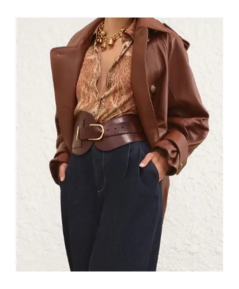 Zimmermann Hypnotic Belted Leather Jacket - Tan