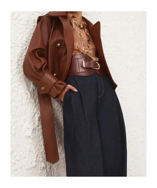 Zimmermann Hypnotic Belted Leather Jacket - Tan