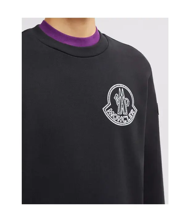 Moncler Logo Printed Crewneck Sweatshirt - Black