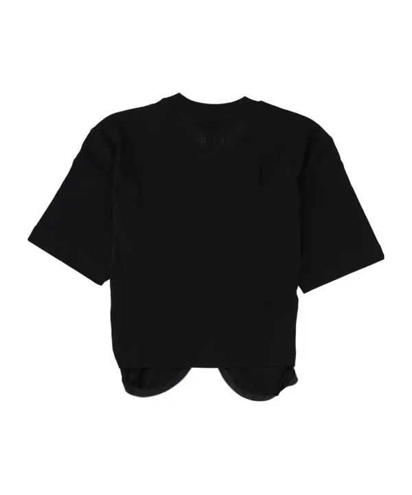 MSGM Zip-detail Gathered T-shirt - Black