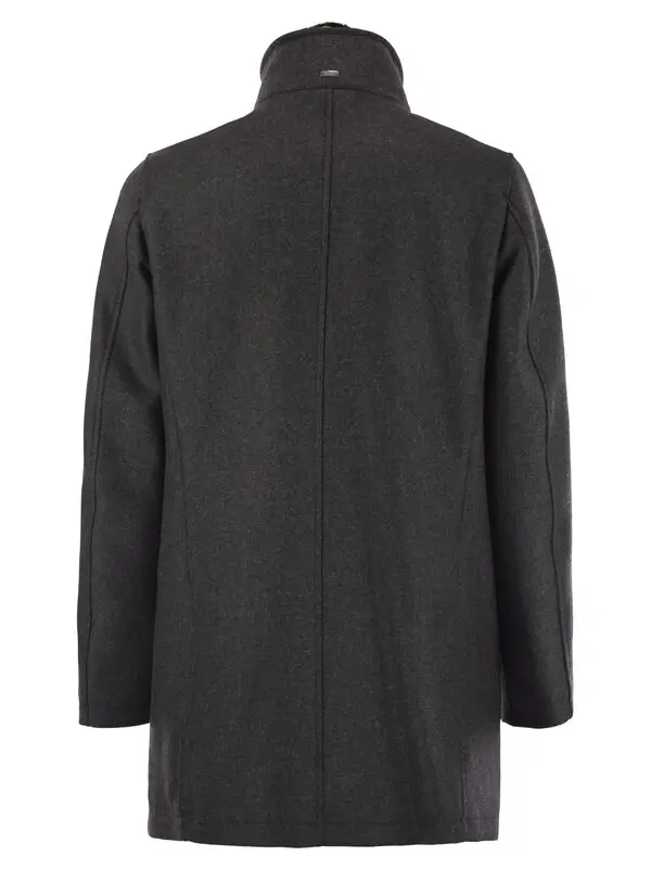 Herno Coat With Detachable Collar And Concealed Zip Closure - Black