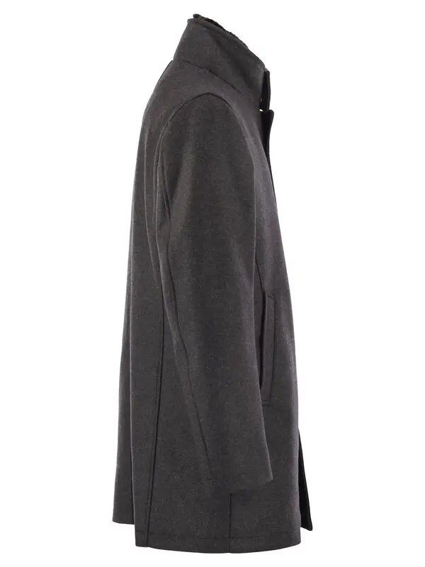 Herno Coat With Detachable Collar And Concealed Zip Closure - Black